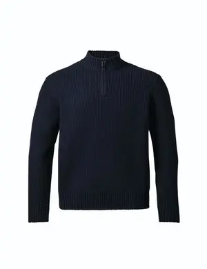 CHARLES TYRWHITT Chunky Merino Zip Neck Sweater - Navy