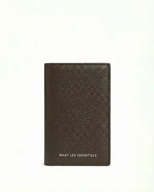 WANT Les Essentiels Lynden Pebble-grained Leather Bi-fold Cardholder - Dark Brown