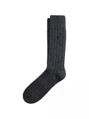 Polo Ralph Lauren Ribbed-knit Logo-embroidered Socks - Grey