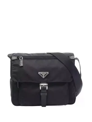 Prada 2013-2026 Tessuto Zip Buckle Messenger Bag Crossbody Bag - Black