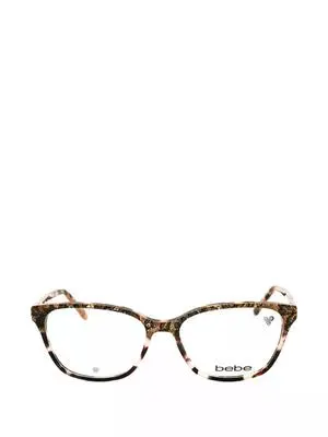 Bebe Lace-print Rectangle-frame Glasses - Brown