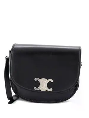 Celine Besace Triomphe Shoulder Bag Leather Medium Crossbody Bag - Black