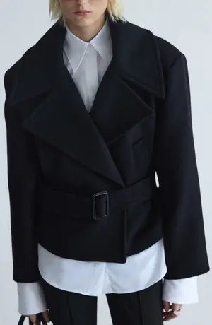 Mango Oversized Virgin Wool Blend Belted Coat - Black