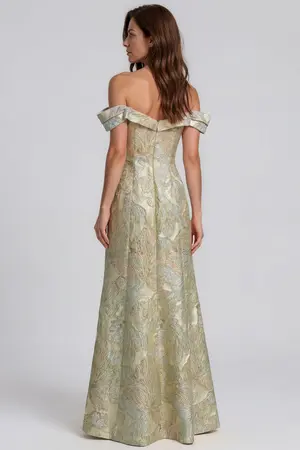 Rene Ruiz Collection Off The Shoulder Floral Jacquard Gown