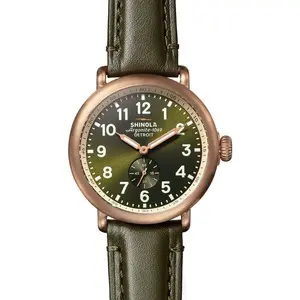Shinola Runwell Sub Second Leather Strap Watch - Green