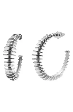 EDDIEBORGO Discus Quartz Hoop Earrings - Silver