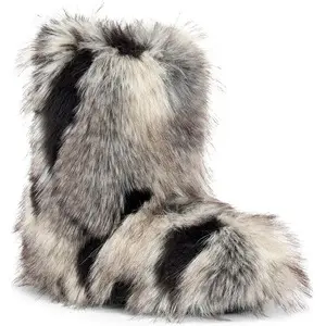 AZALEA WANG Alixia Faux Fur Boot - Grey Multi