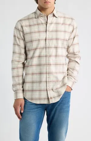 Johnnie-o Palisades Plaid Stretch Cotton Shirt - Cork