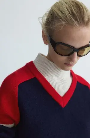 Mango Contrast Wool Blend Sweater