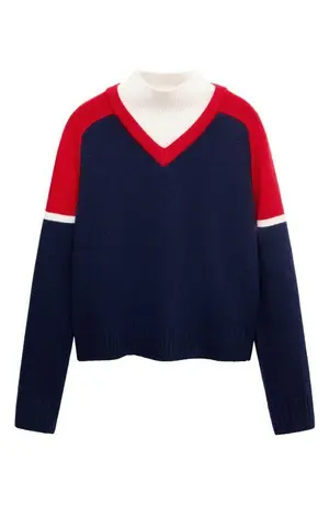 Mango Contrast Wool Blend Sweater