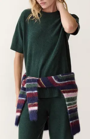 Marine Layer Chalet Short Sleeve Sweater - Pine