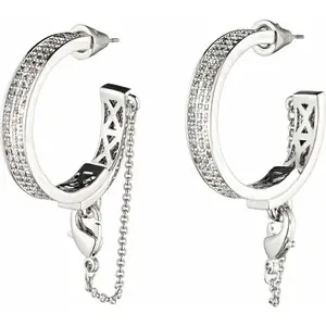 EDDIEBORGO Pavé Safety Chain Hoop Earrings - Silver