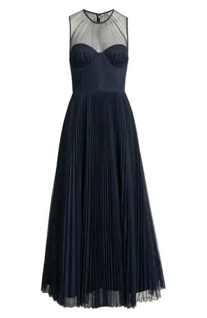 HUTCH Donya Pleated Gown - Navy