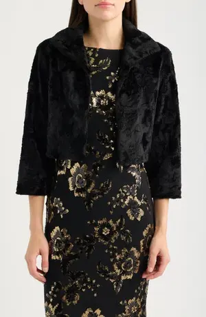 Eliza J Furbie Faux Fur Bolero - Black
