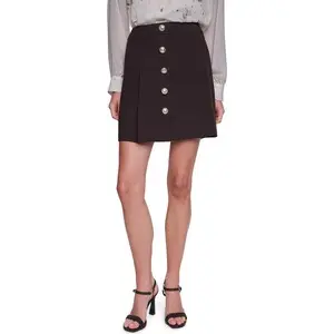 Karl Lagerfeld Paris Button Detail Skirt - Chocolate