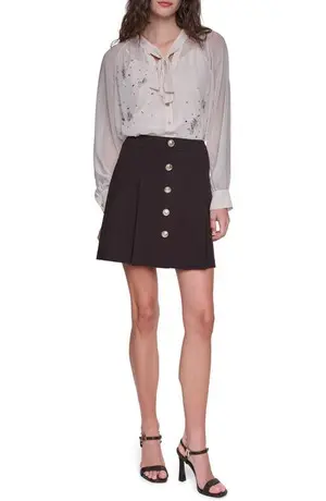Karl Lagerfeld Paris Button Detail Skirt - Chocolate