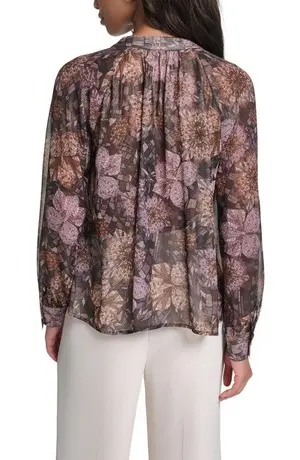 Karl Lagerfeld Paris Foil Chiffon Tie Neck Top