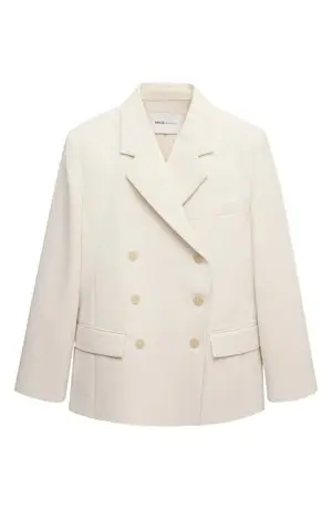 Mango Double Breasted Wool Blend Blazer