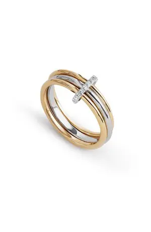 ANA LUISA Solid Yellow Goldtwo Tone Trio Diamond Link Ring - Two-tone