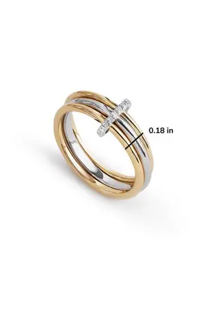 ANA LUISA Solid Yellow Goldtwo Tone Trio Diamond Link Ring
