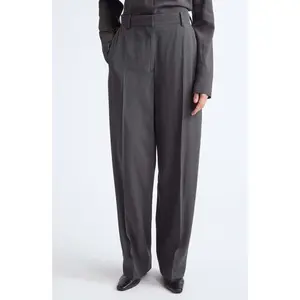 TOTEME High Waist Straight Leg Trousers - Washed Black