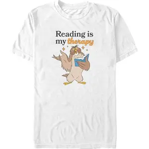 WINNIE THE POOH Owl Reading Is My Therapy Short Sleeve T-shirt - White