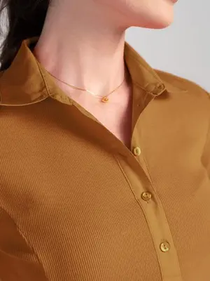 KETTLEWELL Fitted Long Sleeve Cotton Ribbed Shirt - Ginger