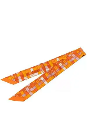 Hermès 2000-2026 Bolduc Au Carre Silk Twilly Scarf Scarves - Orange