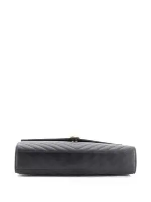 Saint Laurent Classic Monogram Envelope Satchel Matelasse Chevron Leather Large Shoulder Bag