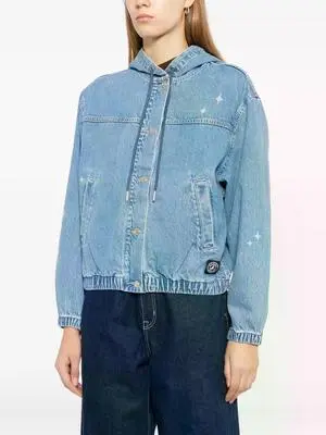 AGNES B. Hooded Denim Jacket - Blue