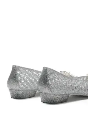 HEAVENLY JELLY Floral-embellished Glitter Ballet Flats