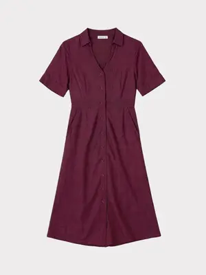KETTLEWELL Short Sleeve Linen Shirt Dress - Fig