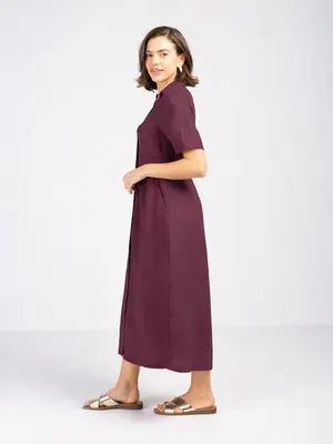 KETTLEWELL Short Sleeve Linen Shirt Dress - Fig