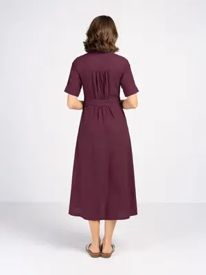 KETTLEWELL Short Sleeve Linen Shirt Dress - Fig
