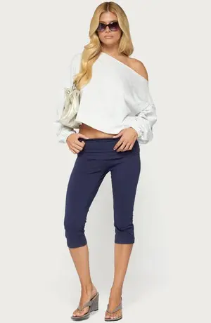 EDIKTED Rocio Foldover Capri Pants
