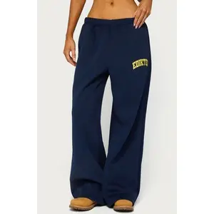 EDIKTED Crush Wide Leg Sweatpants - Navy