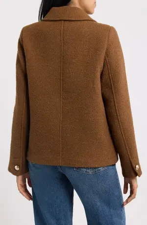 Bernardo Plaid Double Breasted Short Coat