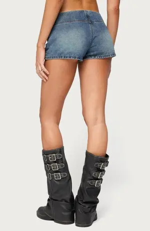 EDIKTED Jazzy Low Rise Denim Shorts