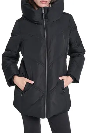 Cole Haan Water Repellent Down & Feather Fill Puffer Jacket Black