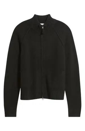 Fleurette Cashmere Zip Cardigan - Black