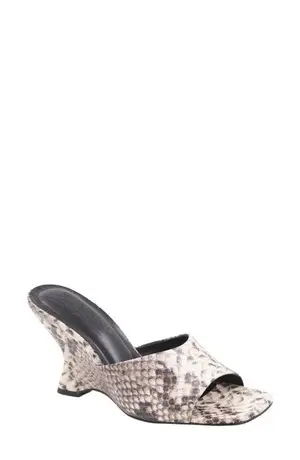 Andre Assous Breana Square Toe Wedge Mule - Python Leather