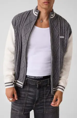 Guess Zipped Bomber Sweater