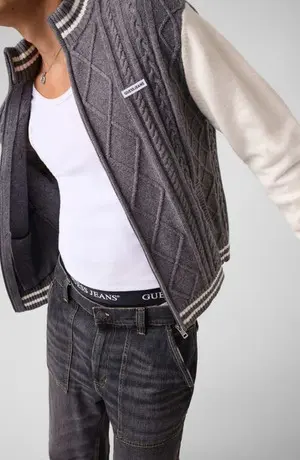 Guess Zipped Bomber Sweater