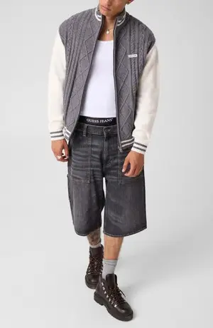 Guess Zipped Bomber Sweater
