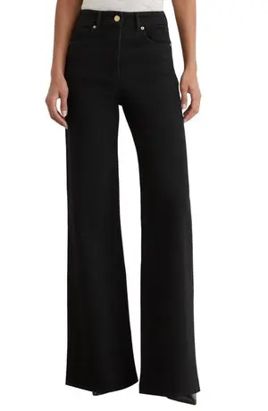 REISS Jas High Waist Wide Leg Jeans - Black