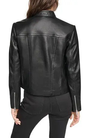 Andrew Marc Tilda Leather Racer Jacket - Black