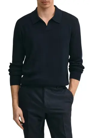 Brooks Brothers Johnny Collar Performance Sweater - Navy