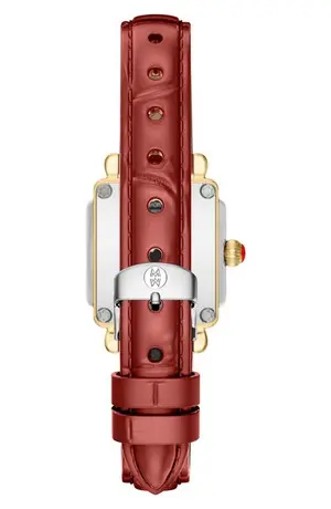 Michele Deco Madison Mini Two-tone Leather Strap Watch - Red