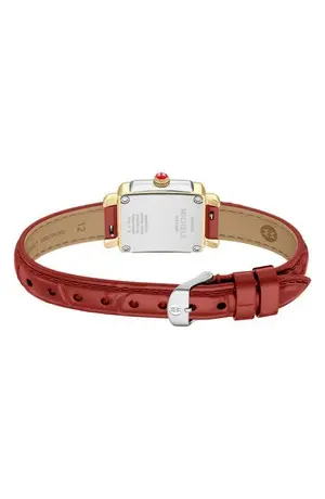 Michele Deco Madison Mini Two-tone Leather Strap Watch - Red