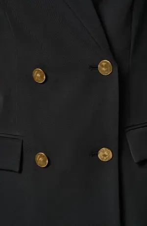 Donna Karan New York Double Breasted Blazer With Sheer Sleeves
